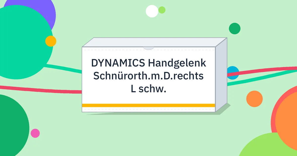 Symbolbild: Packung mit der Aufschrift DYNAMICS Handgelenk Schnürorth.m.D.rechts L schw. (PZN 10632830) – Verfügbarkeit und Bezug in Apotheken in Frankfurt am Main