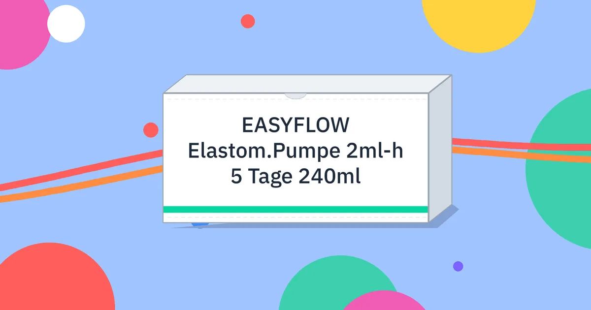 Symbolbild: Packung mit der Aufschrift EASYFLOW Elastom.Pumpe 2ml-h 5 Tage 240ml (PZN 18095260) – Verfügbarkeit und Bezug in Apotheken in Frankfurt am Main