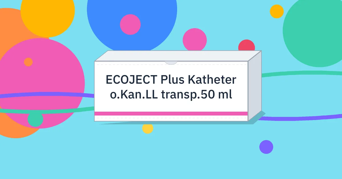 Symbolbild: Packung mit der Aufschrift ECOJECT Plus Katheter o.Kan.LL transp.50 ml (PZN 00345176) – Verfügbarkeit und Bezug in Apotheken in Frankfurt am Main