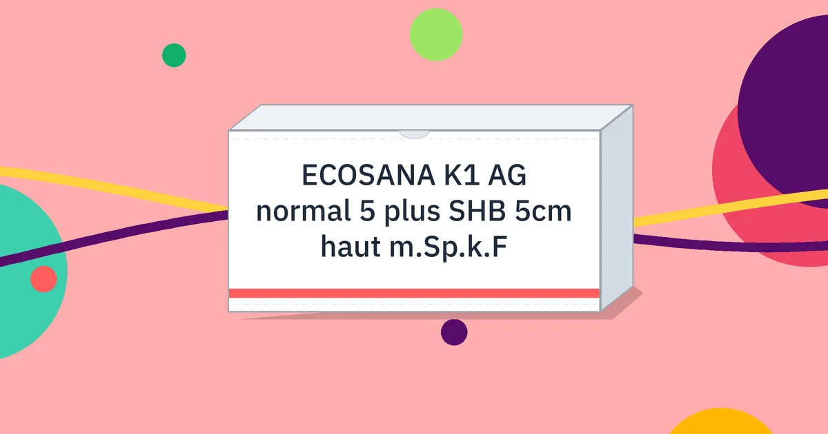 Symbolbild: Packung mit der Aufschrift ECOSANA K1 AG normal 5 plus SHB 5cm haut m.Sp.k.F (PZN 04729436) – Verfügbarkeit und Bezug in Apotheken in Frankfurt am Main