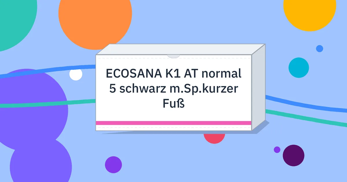 Symbolbild: Packung mit der Aufschrift ECOSANA K1 AT normal 5 schwarz m.Sp.kurzer Fuß (PZN 04731918) – Verfügbarkeit und Bezug in Apotheken in Frankfurt am Main