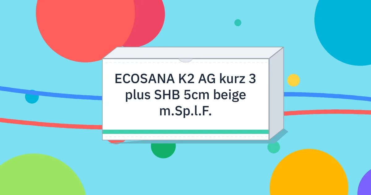 Symbolbild: Packung mit der Aufschrift ECOSANA K2 AG kurz 3 plus SHB 5cm beige m.Sp.l.F. (PZN 10955668) – Verfügbarkeit und Bezug in Apotheken in Frankfurt am Main