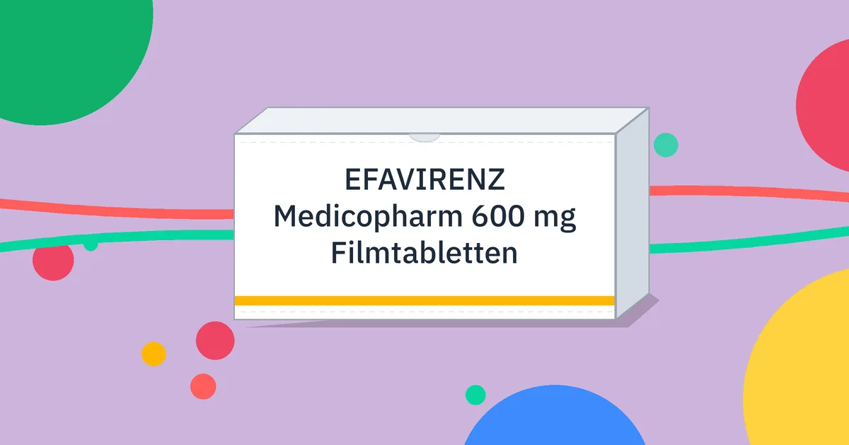 Symbolbild: Packung mit der Aufschrift EFAVIRENZ Medicopharm 600 mg Filmtabletten (PZN 12372899) – Verfügbarkeit und Bezug in Apotheken in Frankfurt am Main