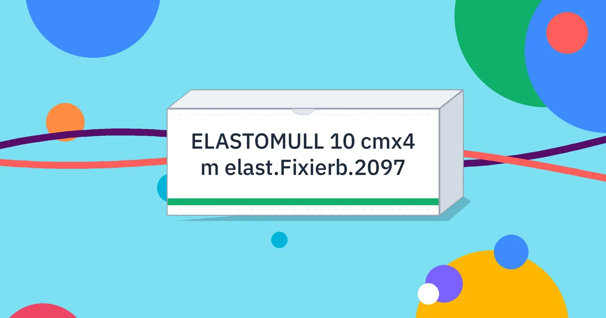 Symbolbild: Packung mit der Aufschrift ELASTOMULL 10 cmx4 m elast.Fixierb.2097 (PZN 01698557) – Verfügbarkeit und Bezug in Apotheken in Frankfurt am Main