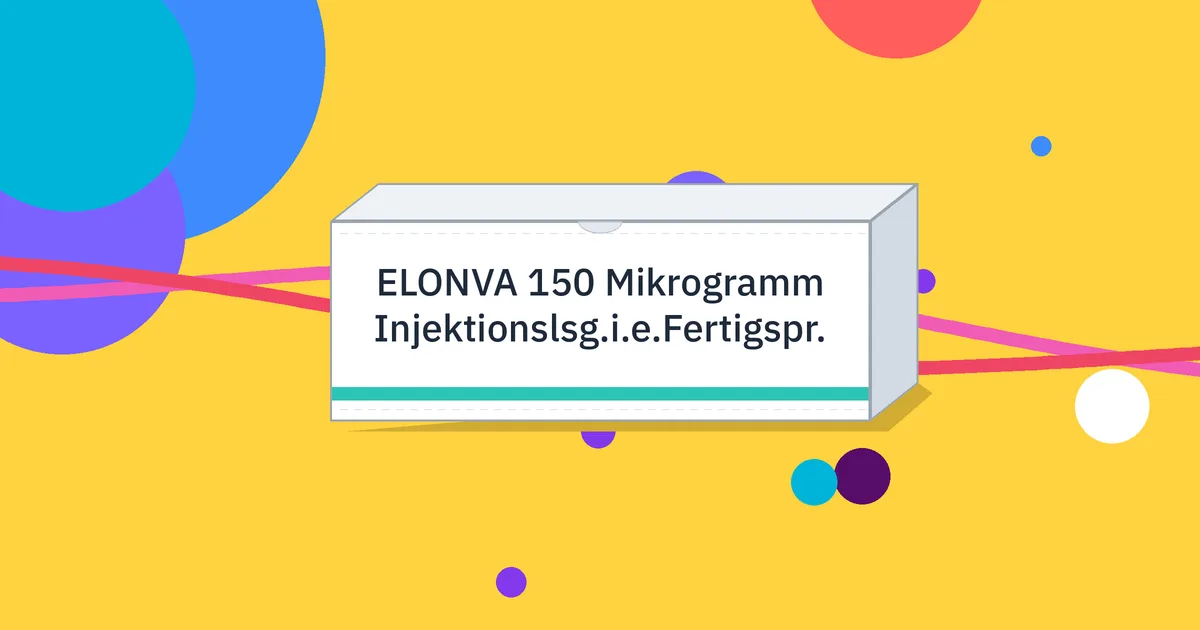 Symbolbild: Packung mit der Aufschrift ELONVA 150 Mikrogramm Injektionslsg.i.e.Fertigspr. (PZN 16817631) – Verfügbarkeit und Bezug in Apotheken in Frankfurt am Main