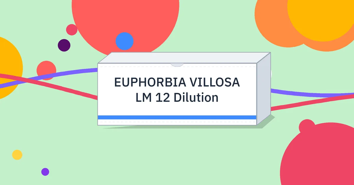 Symbolbild: Packung mit der Aufschrift EUPHORBIA VILLOSA LM 12 Dilution (PZN 13482733) – Verfügbarkeit und Bezug in Apotheken in Frankfurt am Main