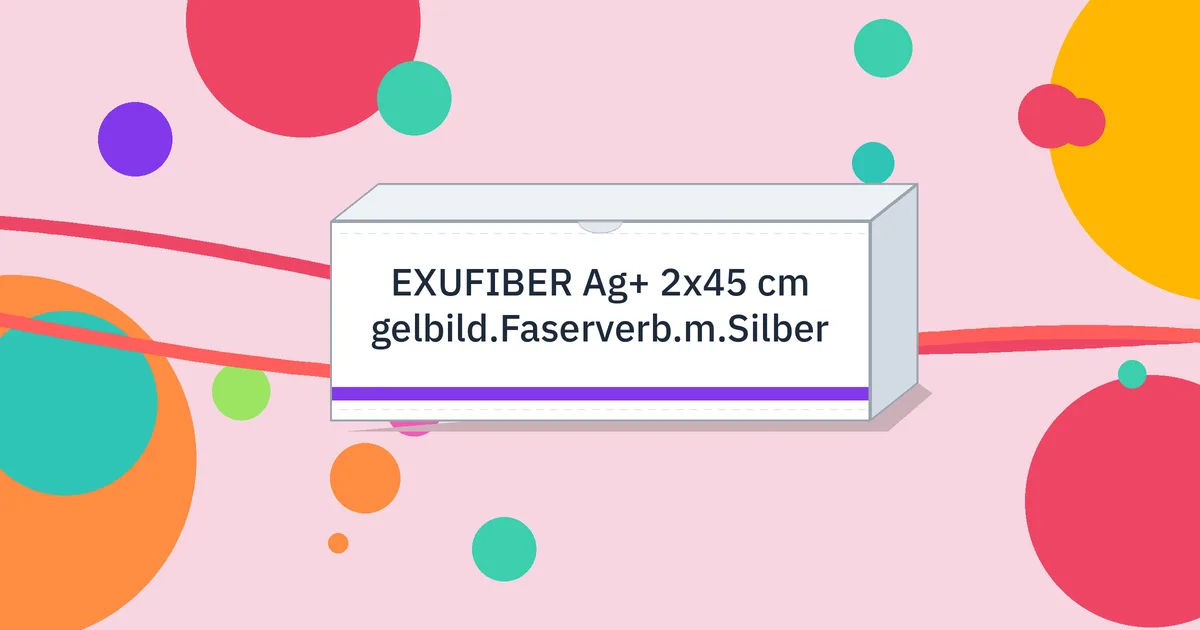 Symbolbild: Packung mit der Aufschrift EXUFIBER Ag+ 2x45 cm gelbild.Faserverb.m.Silber (PZN 19788551) – Verfügbarkeit und Bezug in Apotheken in Frankfurt am Main