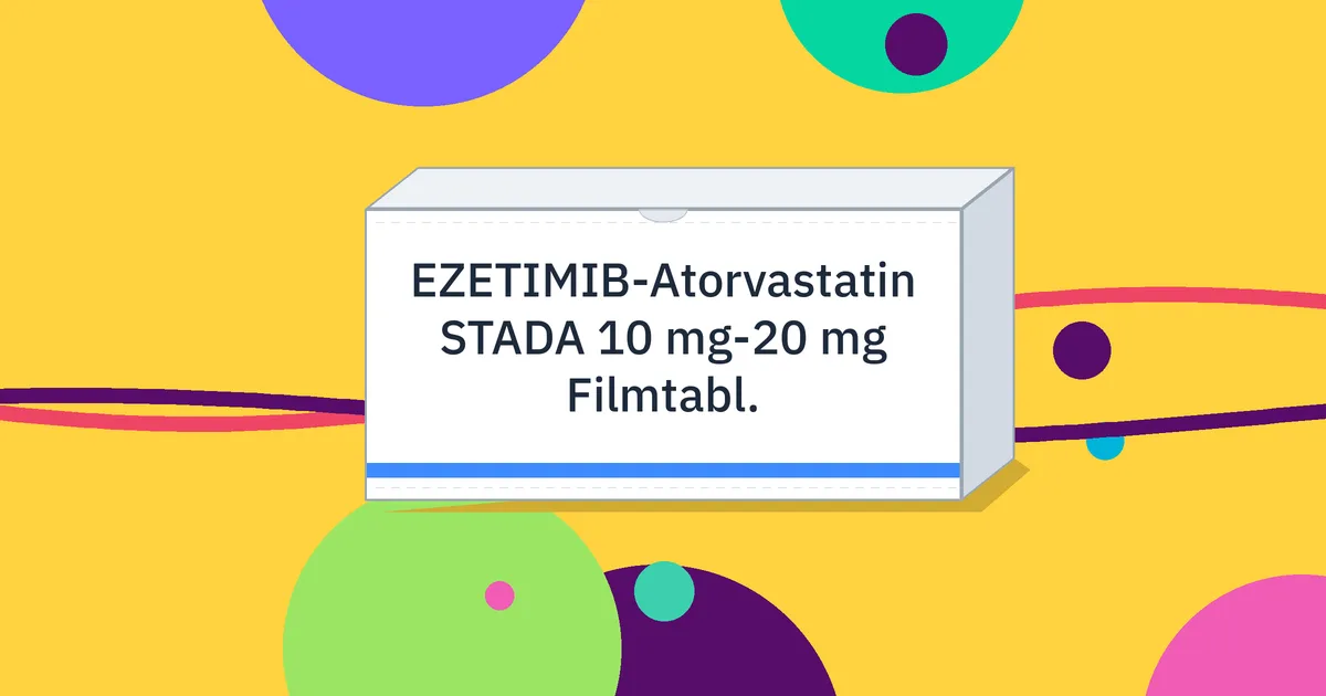 Symbolbild: Packung mit der Aufschrift EZETIMIB-Atorvastatin STADA 10 mg-20 mg Filmtabl. (PZN 18908289) – Verfügbarkeit und Bezug in Apotheken in Frankfurt am Main
