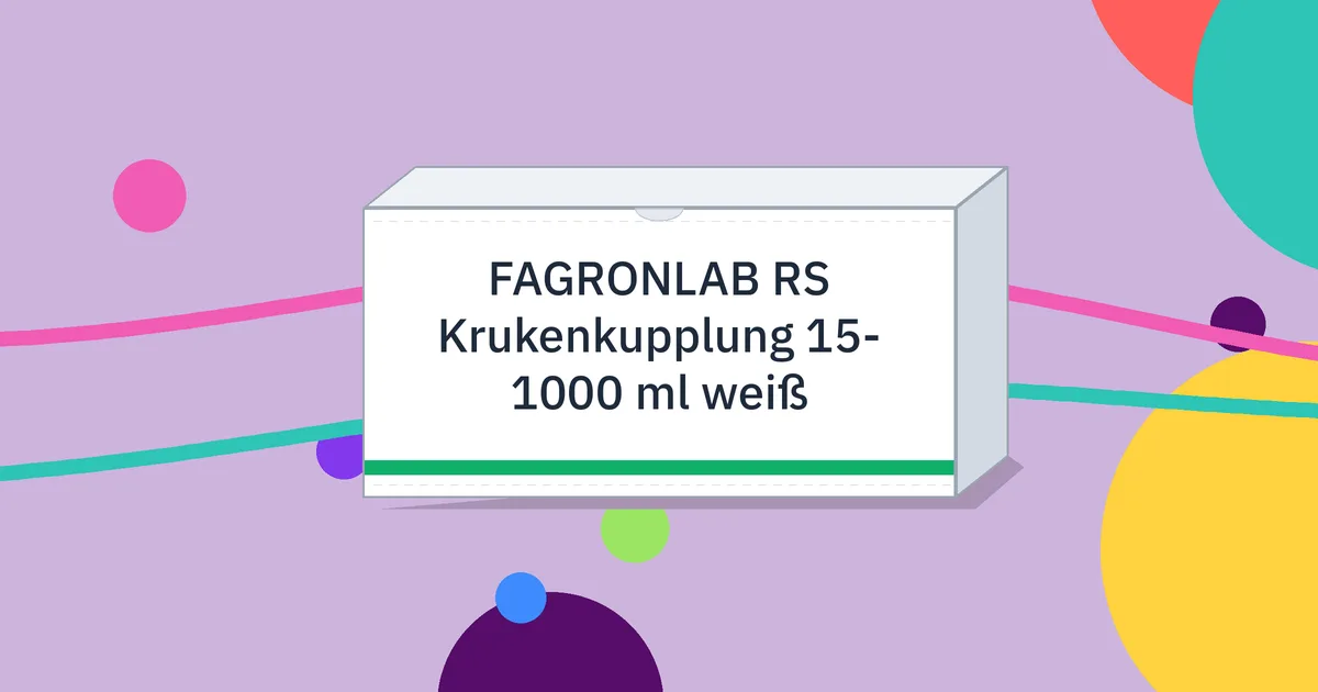 Symbolbild: Packung mit der Aufschrift FAGRONLAB RS Krukenkupplung 15-1000 ml weiß (PZN 20362596) – Verfügbarkeit und Bezug in Apotheken in Frankfurt am Main