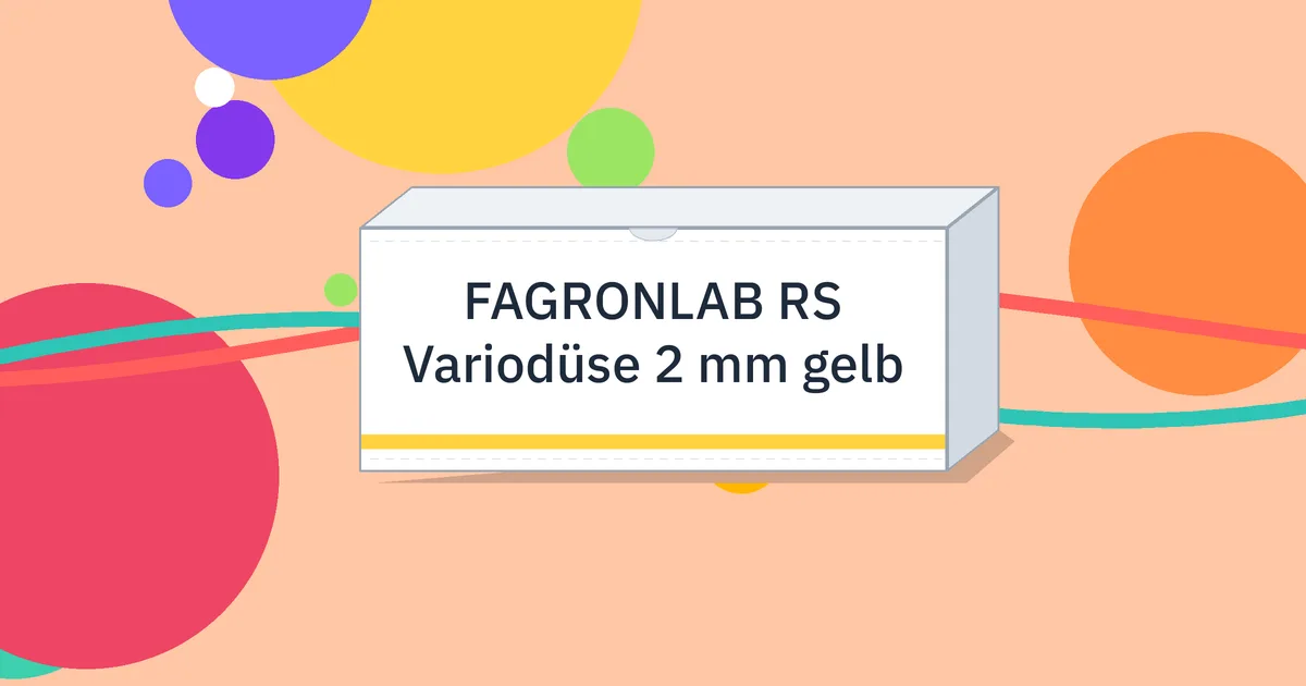 Symbolbild: Packung mit der Aufschrift FAGRONLAB RS Variodüse 2 mm gelb (PZN 20362320) – Verfügbarkeit und Bezug in Apotheken in Frankfurt am Main