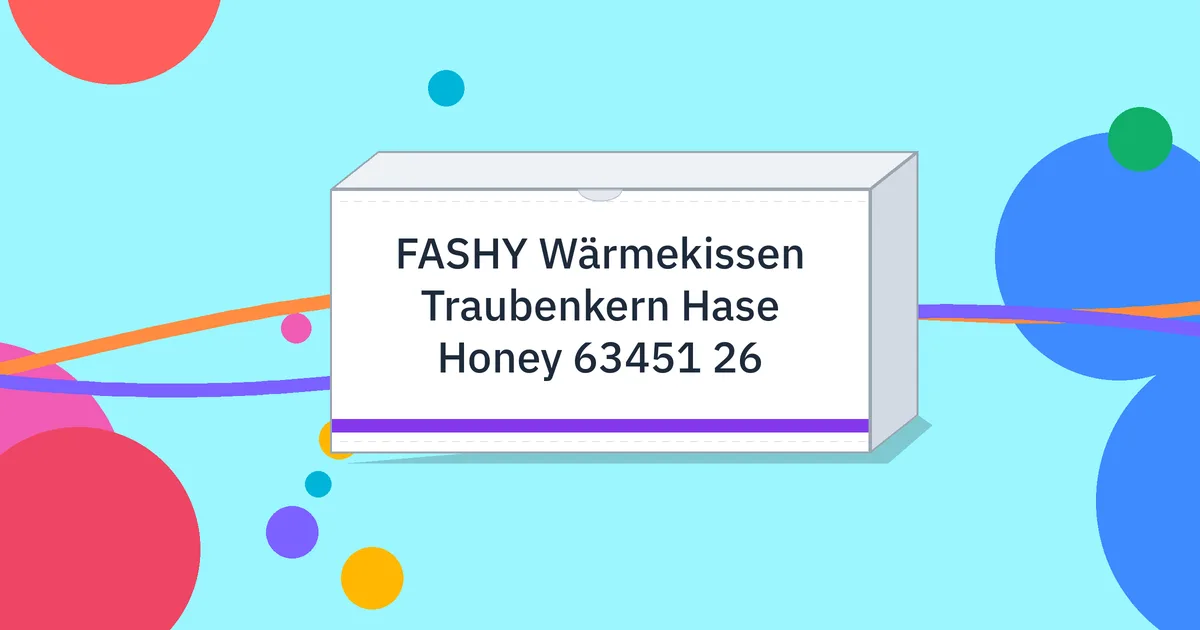 Symbolbild: Packung mit der Aufschrift FASHY Wärmekissen Traubenkern Hase Honey 63451 26 (PZN 19136713) – Verfügbarkeit und Bezug in Apotheken in Frankfurt am Main