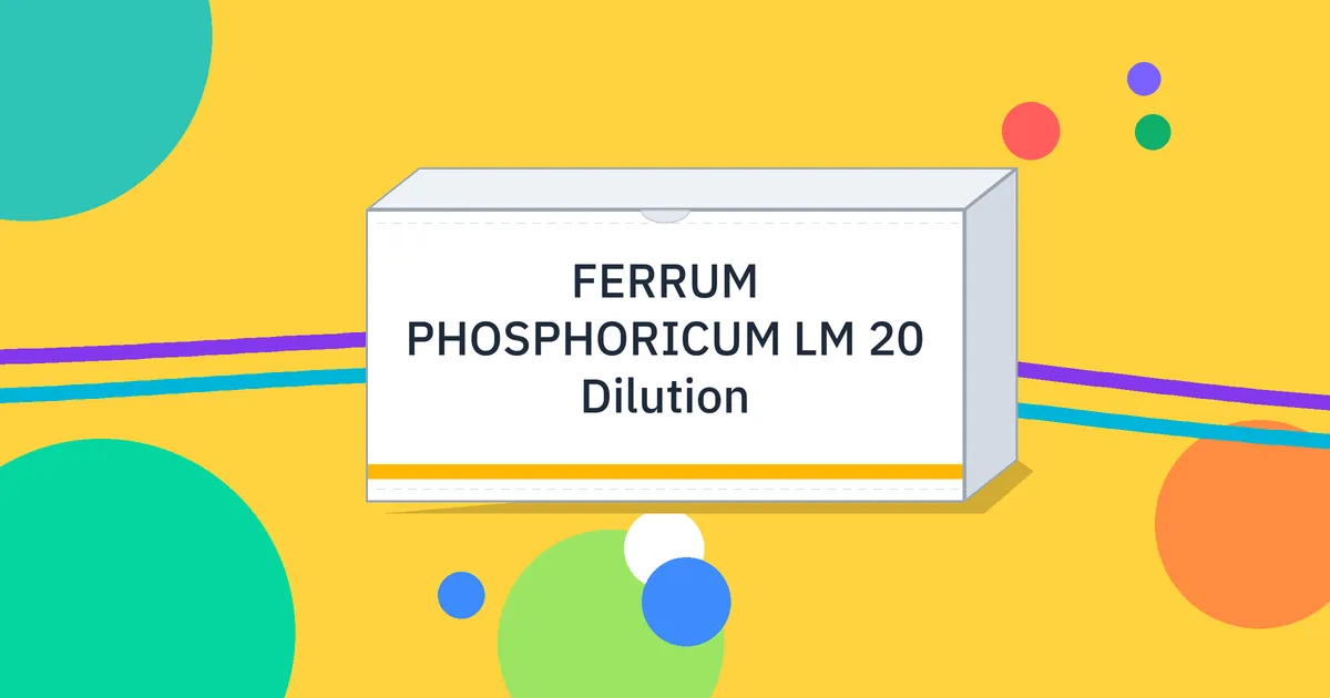 Symbolbild: Packung mit der Aufschrift FERRUM PHOSPHORICUM LM 20 Dilution (PZN 12852205) – Verfügbarkeit und Bezug in Apotheken in Frankfurt am Main