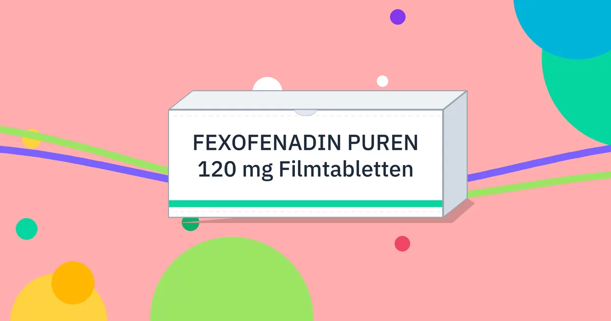 Symbolbild: Packung mit der Aufschrift FEXOFENADIN PUREN 120 mg Filmtabletten (PZN 19398152) – Verfügbarkeit und Bezug in Apotheken in Frankfurt am Main