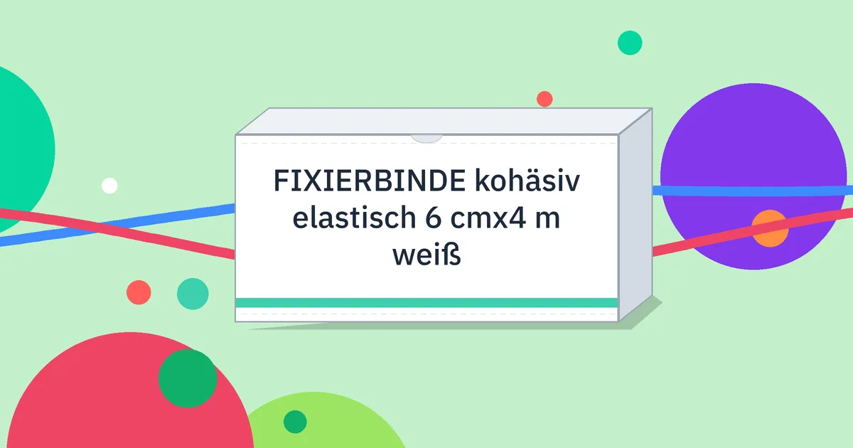 Symbolbild: Packung mit der Aufschrift FIXIERBINDE kohäsiv elastisch 6 cmx4 m weiß (PZN 10351775) – Verfügbarkeit und Bezug in Apotheken in Frankfurt am Main
