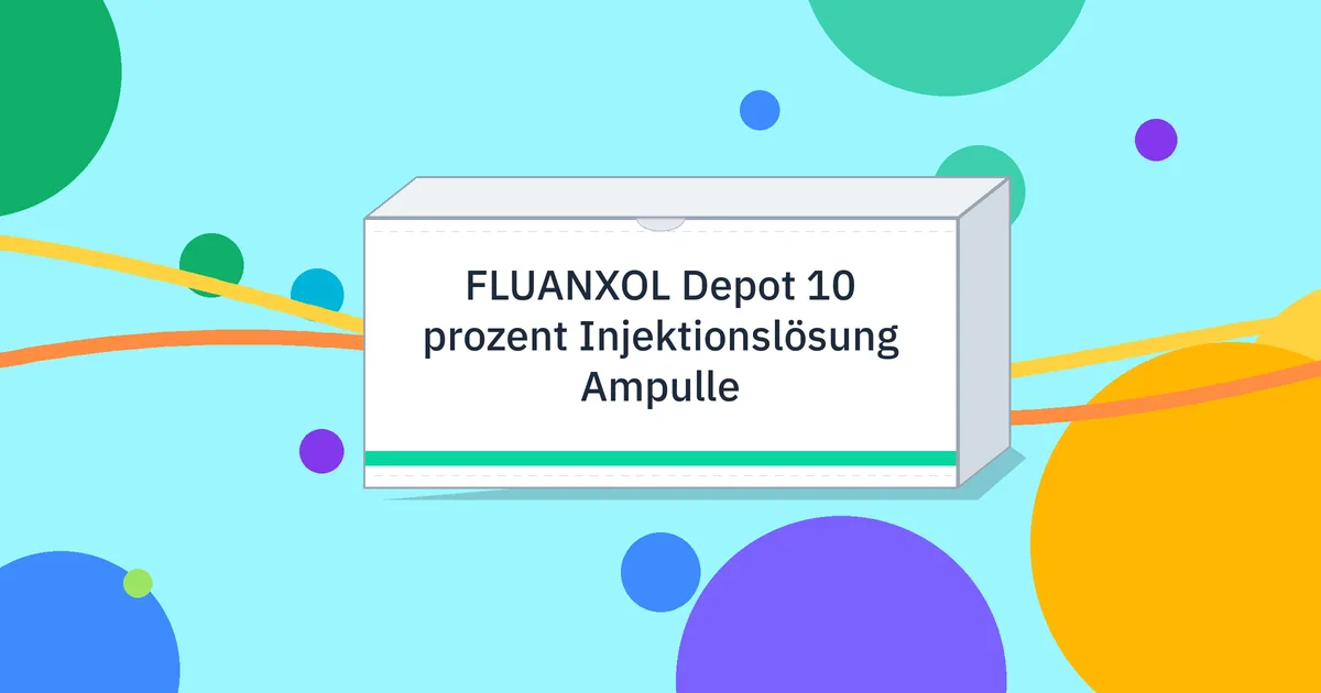Symbolbild: Packung mit der Aufschrift FLUANXOL Depot 10 prozent Injektionslösung Ampulle (PZN 00596122) – Verfügbarkeit und Bezug in Apotheken in Frankfurt am Main