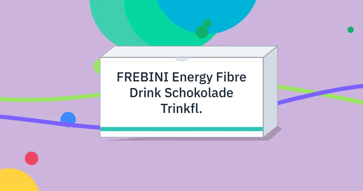 Symbolbild: Packung mit der Aufschrift FREBINI Energy Fibre Drink Schokolade Trinkfl. (PZN 00350088) – Verfügbarkeit und Bezug in Apotheken in Frankfurt am Main