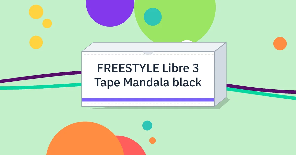 Symbolbild: Packung mit der Aufschrift FREESTYLE Libre 3 Tape Mandala black (PZN 18178477) – Verfügbarkeit und Bezug in Apotheken in Frankfurt am Main