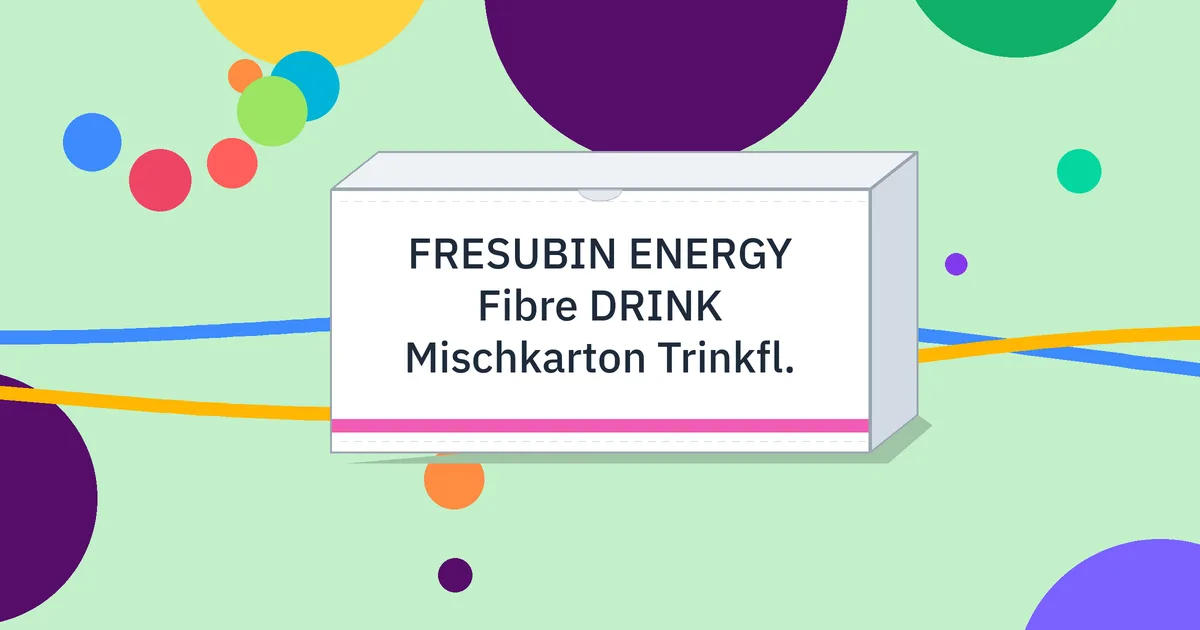 Symbolbild: Packung mit der Aufschrift FRESUBIN ENERGY Fibre DRINK Mischkarton Trinkfl. (PZN 00951103) – Verfügbarkeit und Bezug in Apotheken in Frankfurt am Main