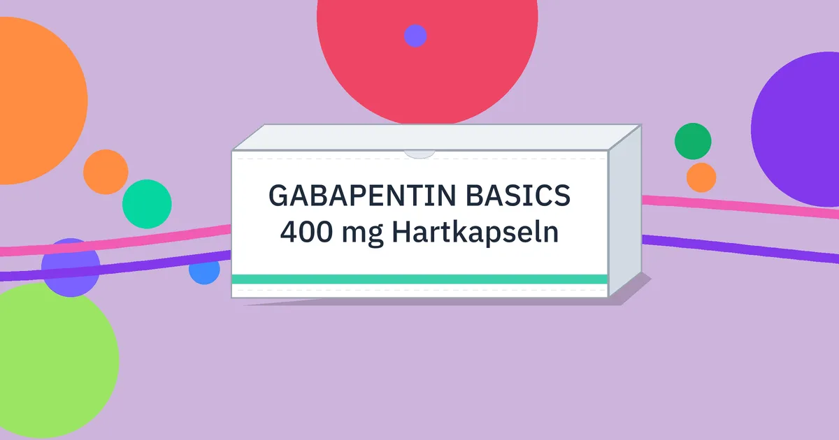 Symbolbild: Packung mit der Aufschrift GABAPENTIN BASICS 400 mg Hartkapseln (PZN 01072295) – Verfügbarkeit und Bezug in Apotheken in Frankfurt am Main