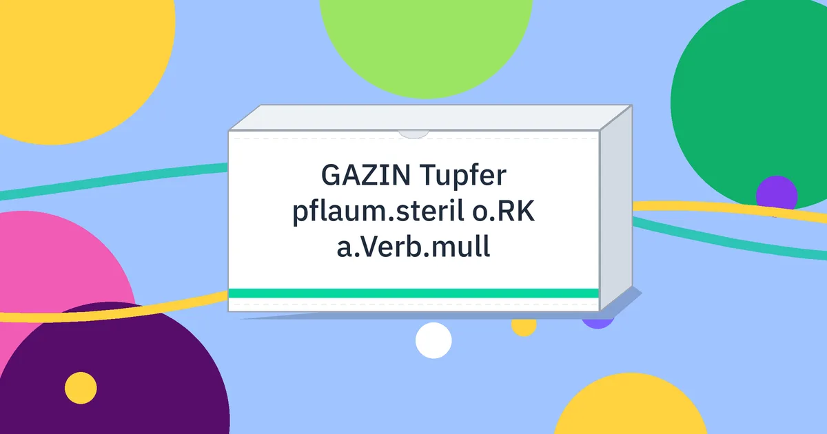 Symbolbild: Packung mit der Aufschrift GAZIN Tupfer pflaum.steril o.RK a.Verb.mull (PZN 15997996) – Verfügbarkeit und Bezug in Apotheken in Frankfurt am Main