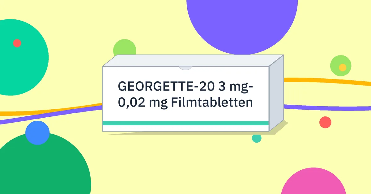 Symbolbild: Packung mit der Aufschrift GEORGETTE-20 3 mg-0,02 mg Filmtabletten (PZN 11236390) – Verfügbarkeit und Bezug in Apotheken in Frankfurt am Main