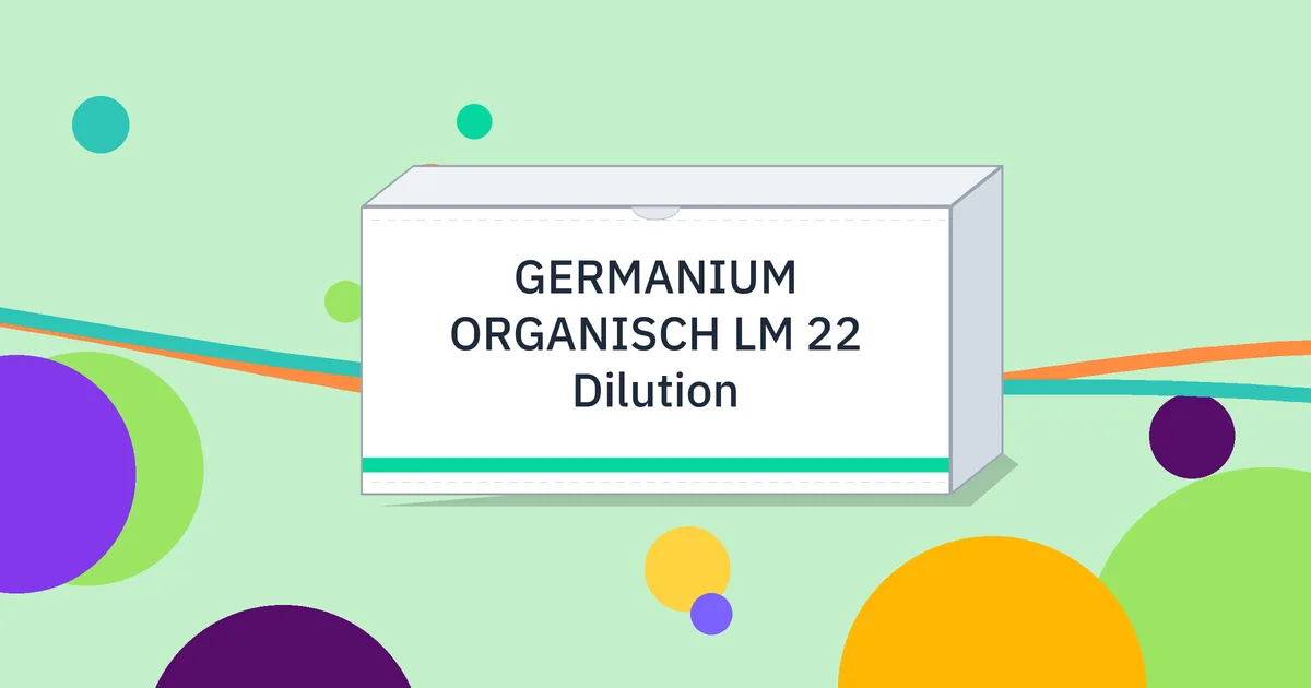 Symbolbild: Packung mit der Aufschrift GERMANIUM ORGANISCH LM 22 Dilution (PZN 16363874) – Verfügbarkeit und Bezug in Apotheken in Frankfurt am Main