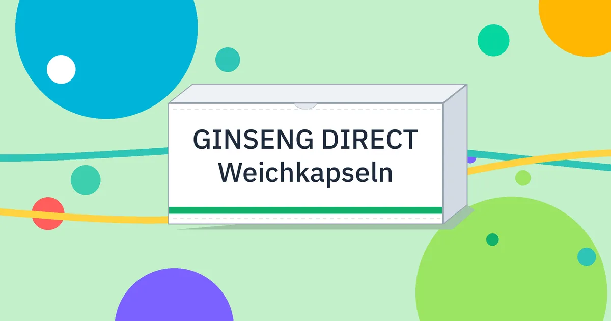 Symbolbild: Packung mit der Aufschrift GINSENG DIRECT Weichkapseln (PZN 20227378) – Verfügbarkeit und Bezug in Apotheken in Frankfurt am Main