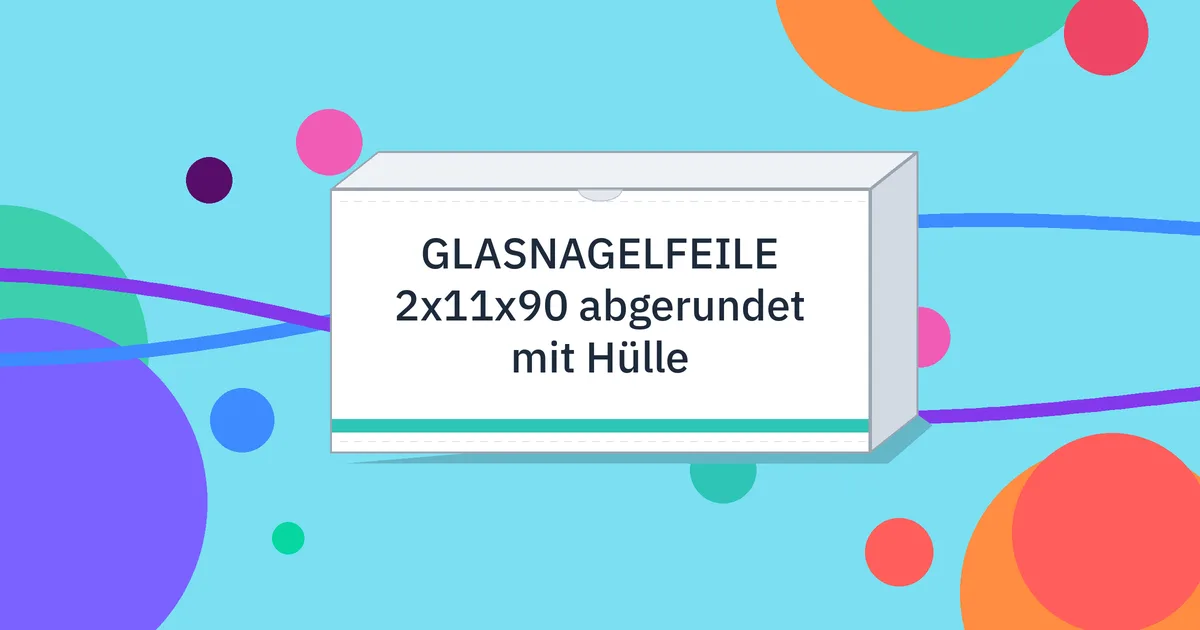 Symbolbild: Packung mit der Aufschrift GLASNAGELFEILE 2x11x90 abgerundet mit Hülle (PZN 02052917) – Verfügbarkeit und Bezug in Apotheken in Frankfurt am Main
