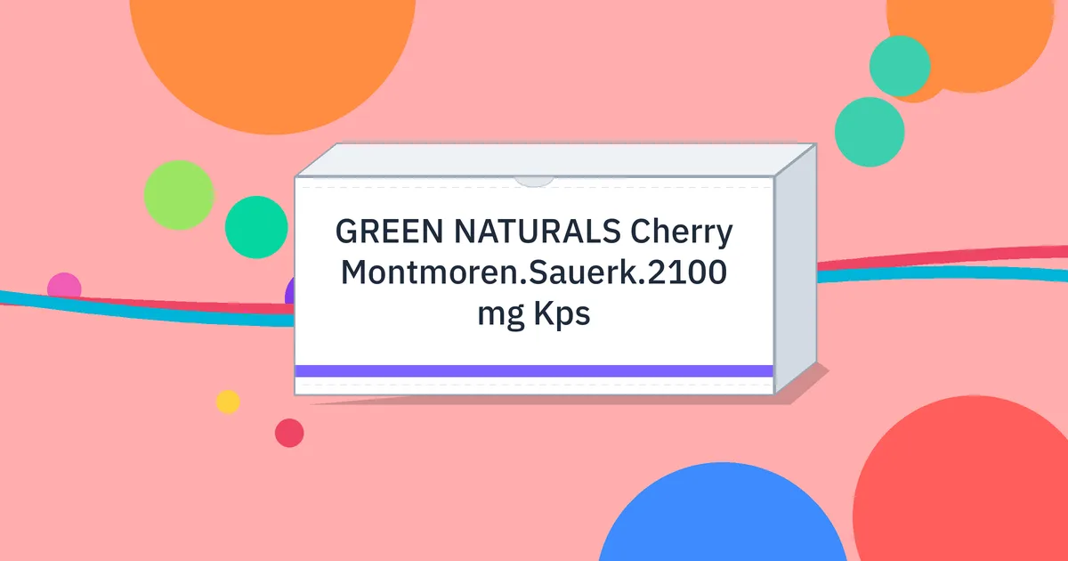 Symbolbild: Packung mit der Aufschrift GREEN NATURALS Cherry Montmoren.Sauerk.2100 mg Kps (PZN 19366212) – Verfügbarkeit und Bezug in Apotheken in Frankfurt am Main