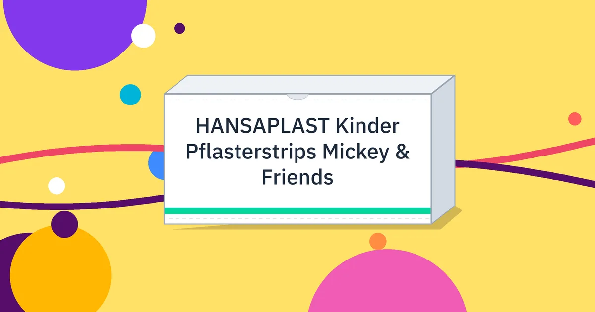 Symbolbild: Packung mit der Aufschrift HANSAPLAST Kinder Pflasterstrips Mickey & Friends (PZN 16760150) – Verfügbarkeit und Bezug in Apotheken in Frankfurt am Main