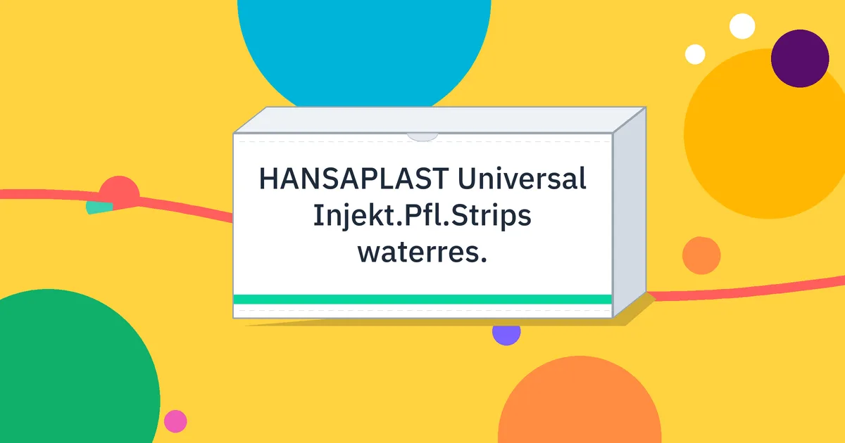 Symbolbild: Packung mit der Aufschrift HANSAPLAST Universal Injekt.Pfl.Strips waterres. (PZN 14284389) – Verfügbarkeit und Bezug in Apotheken in Frankfurt am Main
