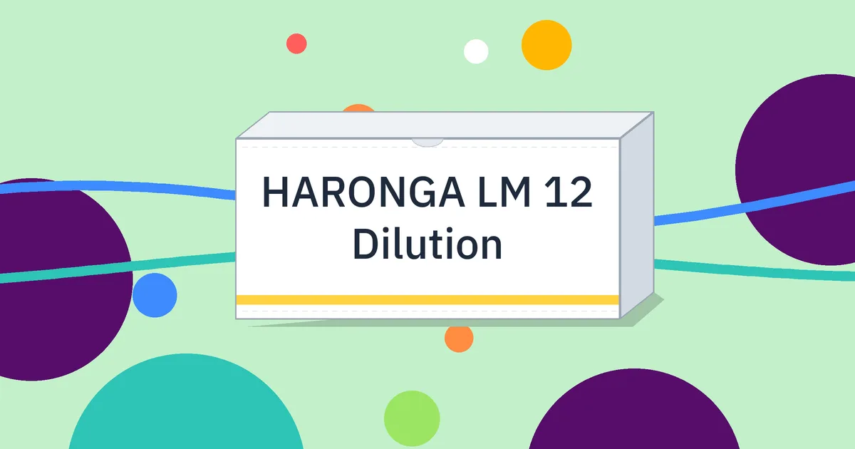 Symbolbild: Packung mit der Aufschrift HARONGA LM 12 Dilution (PZN 13550245) – Verfügbarkeit und Bezug in Apotheken in Frankfurt am Main