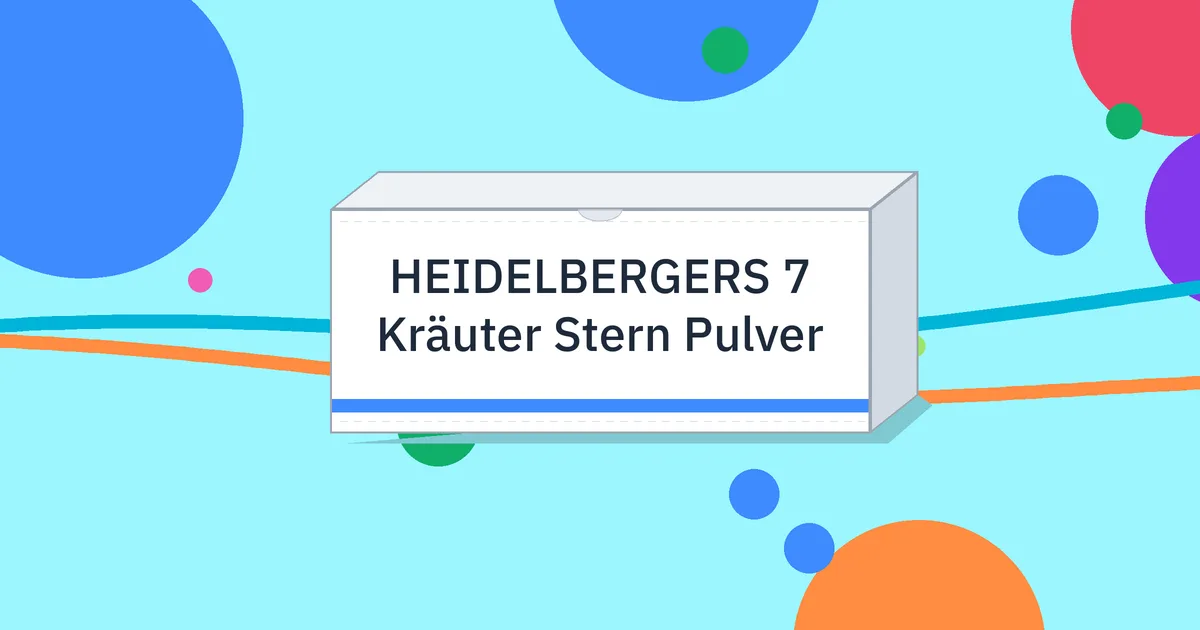 Symbolbild: Packung mit der Aufschrift HEIDELBERGERS 7 Kräuter Stern Pulver (PZN 00157658) – Verfügbarkeit und Bezug in Apotheken in Frankfurt am Main
