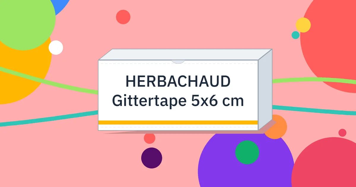 Symbolbild: Packung mit der Aufschrift HERBACHAUD Gittertape 5x6 cm (PZN 14028290) – Verfügbarkeit und Bezug in Apotheken in Frankfurt am Main