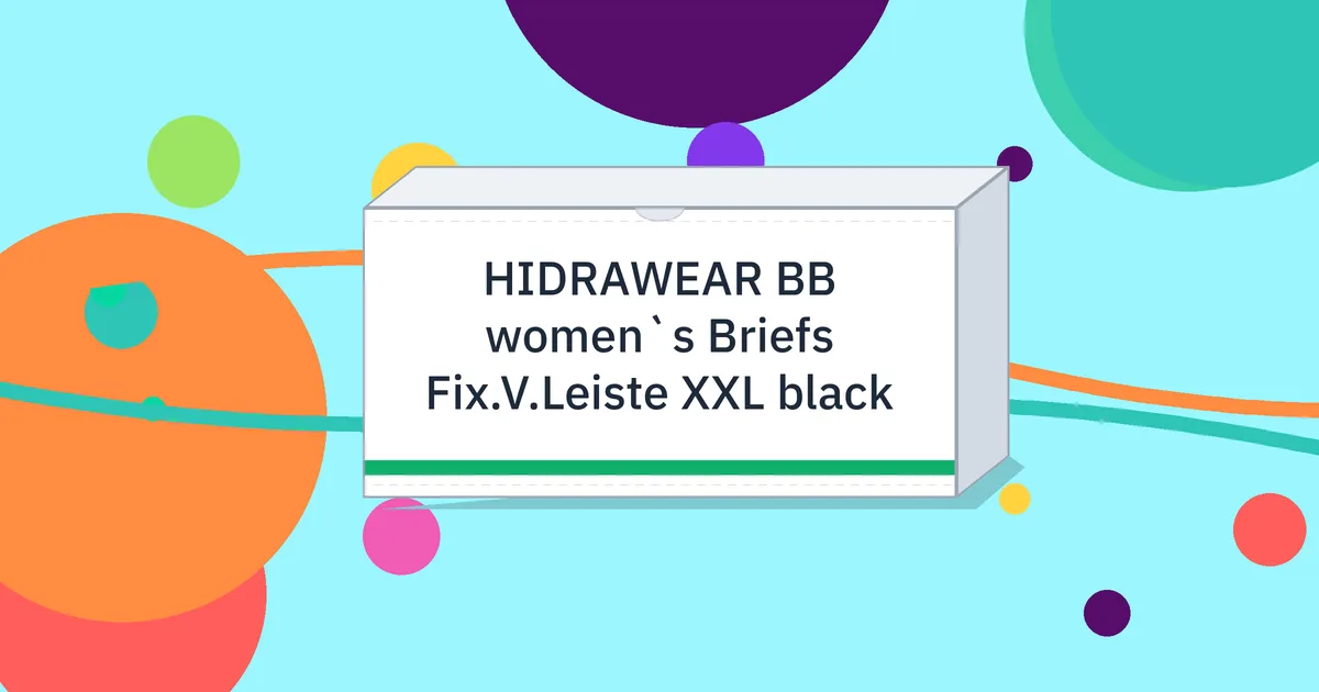 Symbolbild: Packung mit der Aufschrift HIDRAWEAR BB women`s Briefs Fix.V.Leiste XXL black (PZN 20833759) – Verfügbarkeit und Bezug in Apotheken in Frankfurt am Main