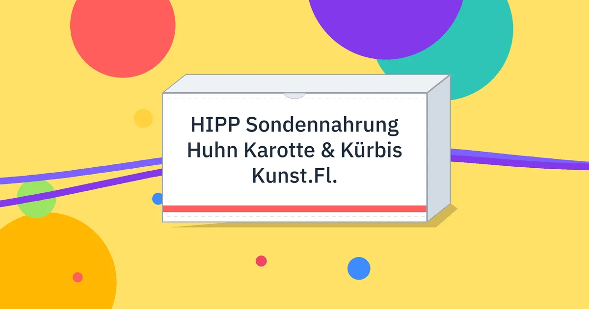 Symbolbild: Packung mit der Aufschrift HIPP Sondennahrung Huhn Karotte & Kürbis Kunst.Fl. (PZN 19350895) – Verfügbarkeit und Bezug in Apotheken in Frankfurt am Main