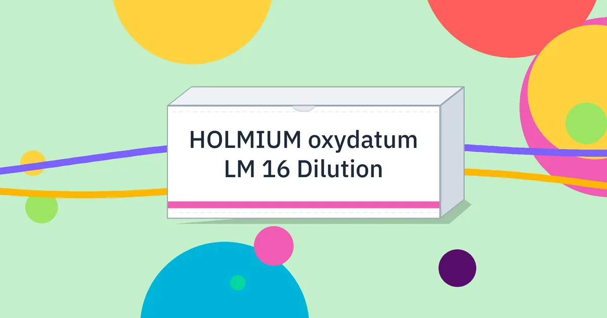 Symbolbild: Packung mit der Aufschrift HOLMIUM oxydatum LM 16 Dilution (PZN 13554929) – Verfügbarkeit und Bezug in Apotheken in Frankfurt am Main