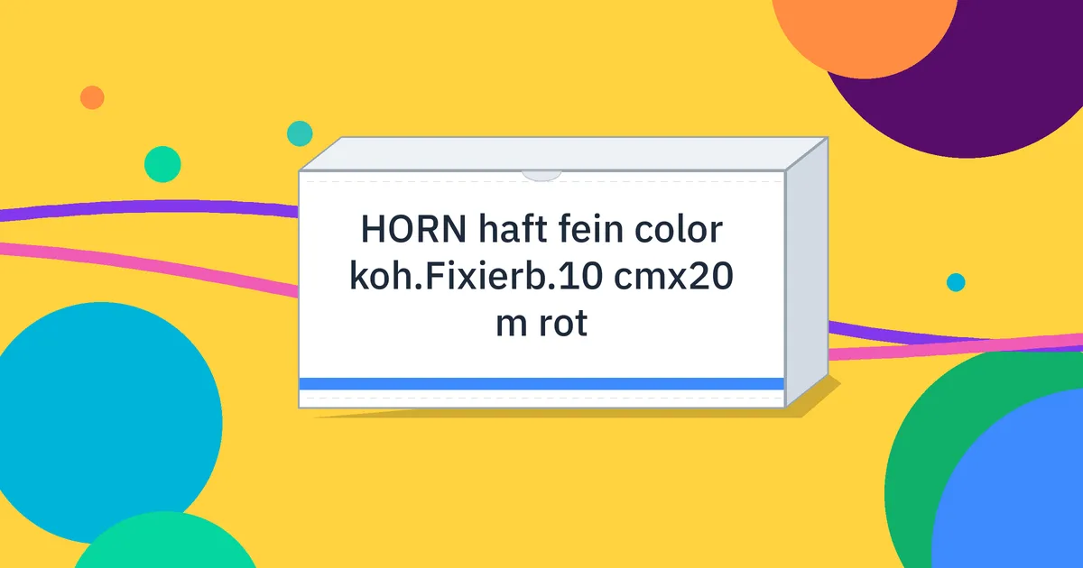 Symbolbild: Packung mit der Aufschrift HORN haft fein color koh.Fixierb.10 cmx20 m rot (PZN 03783468) – Verfügbarkeit und Bezug in Apotheken in Frankfurt am Main
