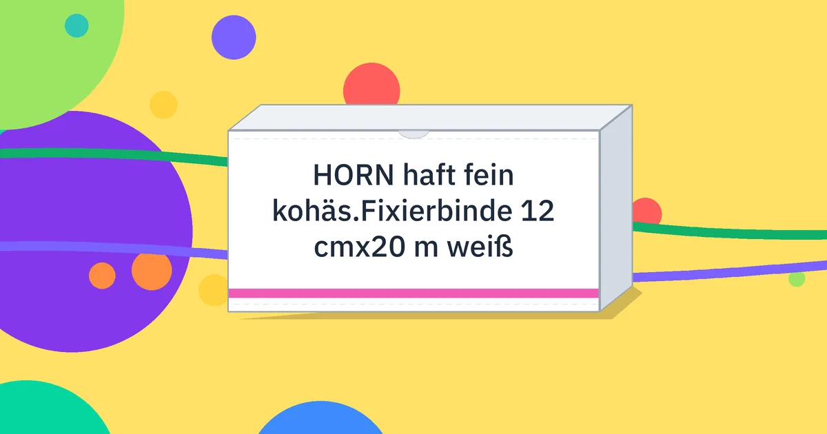 Symbolbild: Packung mit der Aufschrift HORN haft fein kohäs.Fixierbinde 12 cmx20 m weiß (PZN 03783439) – Verfügbarkeit und Bezug in Apotheken in Frankfurt am Main