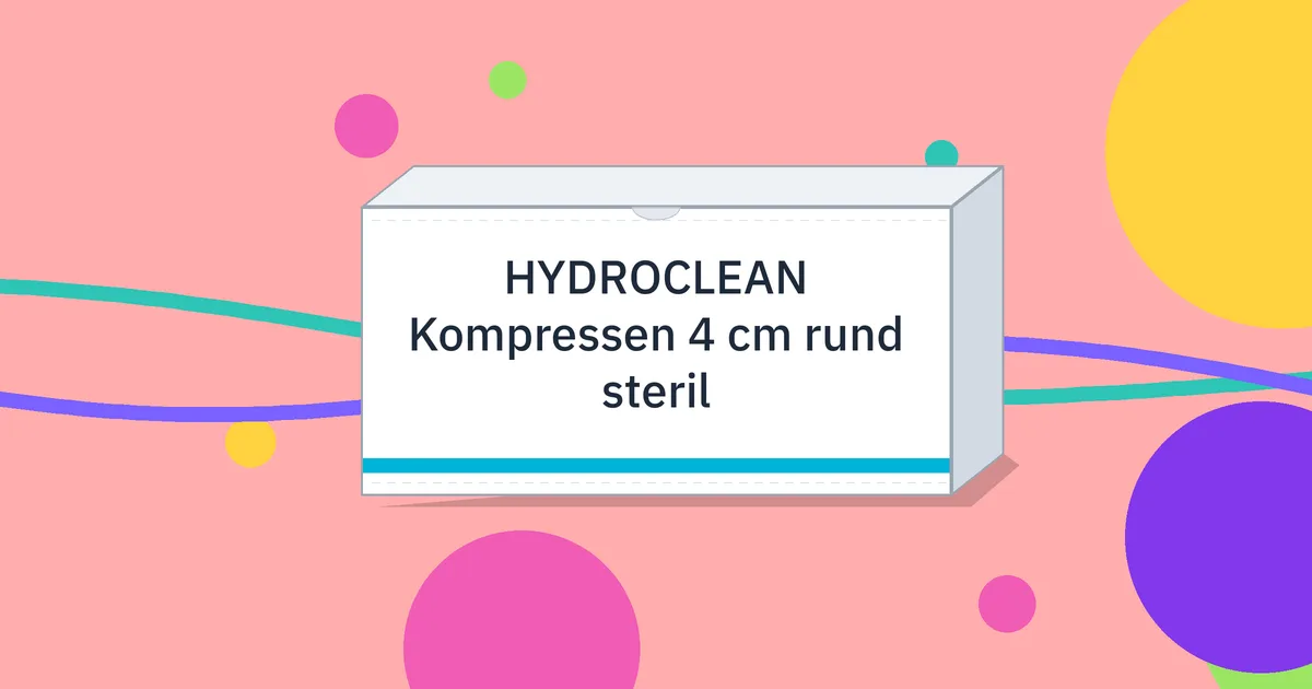 Symbolbild: Packung mit der Aufschrift HYDROCLEAN Kompressen 4 cm rund steril (PZN 19900692) – Verfügbarkeit und Bezug in Apotheken in Frankfurt am Main