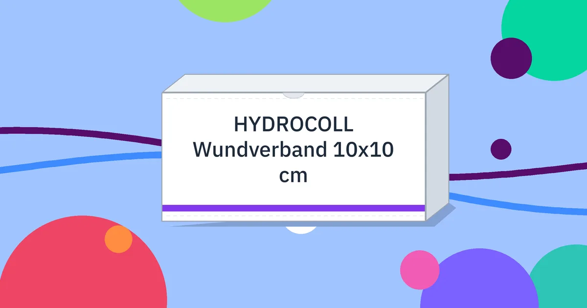 Symbolbild: Packung mit der Aufschrift HYDROCOLL Wundverband 10x10 cm (PZN 04389822) – Verfügbarkeit und Bezug in Apotheken in Frankfurt am Main