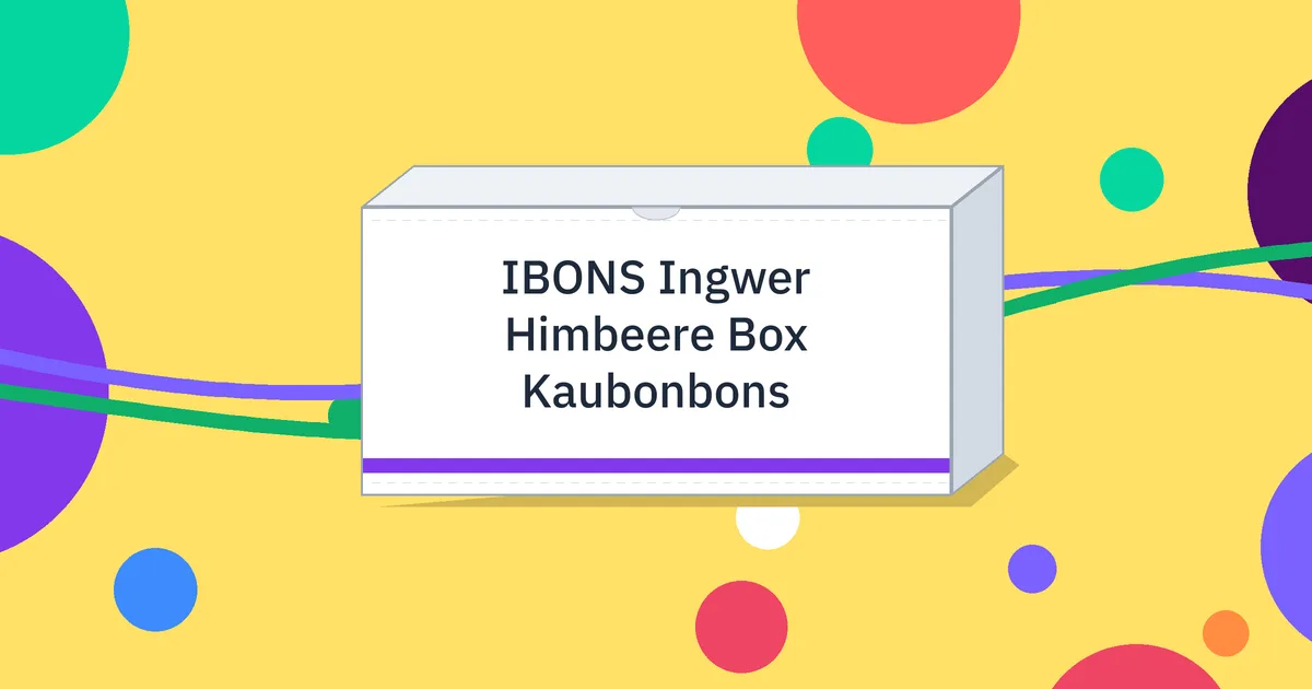 Symbolbild: Packung mit der Aufschrift IBONS Ingwer Himbeere Box Kaubonbons (PZN 20646218) – Verfügbarkeit und Bezug in Apotheken in Frankfurt am Main