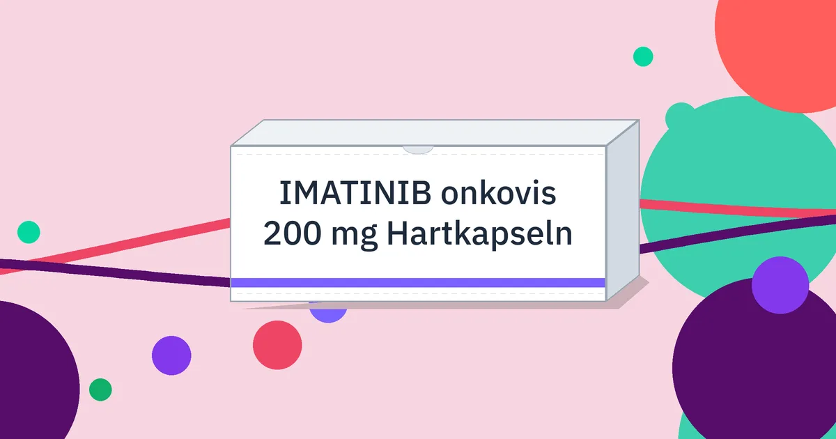 Symbolbild: Packung mit der Aufschrift IMATINIB onkovis 200 mg Hartkapseln (PZN 19275923) – Verfügbarkeit und Bezug in Apotheken in Frankfurt am Main