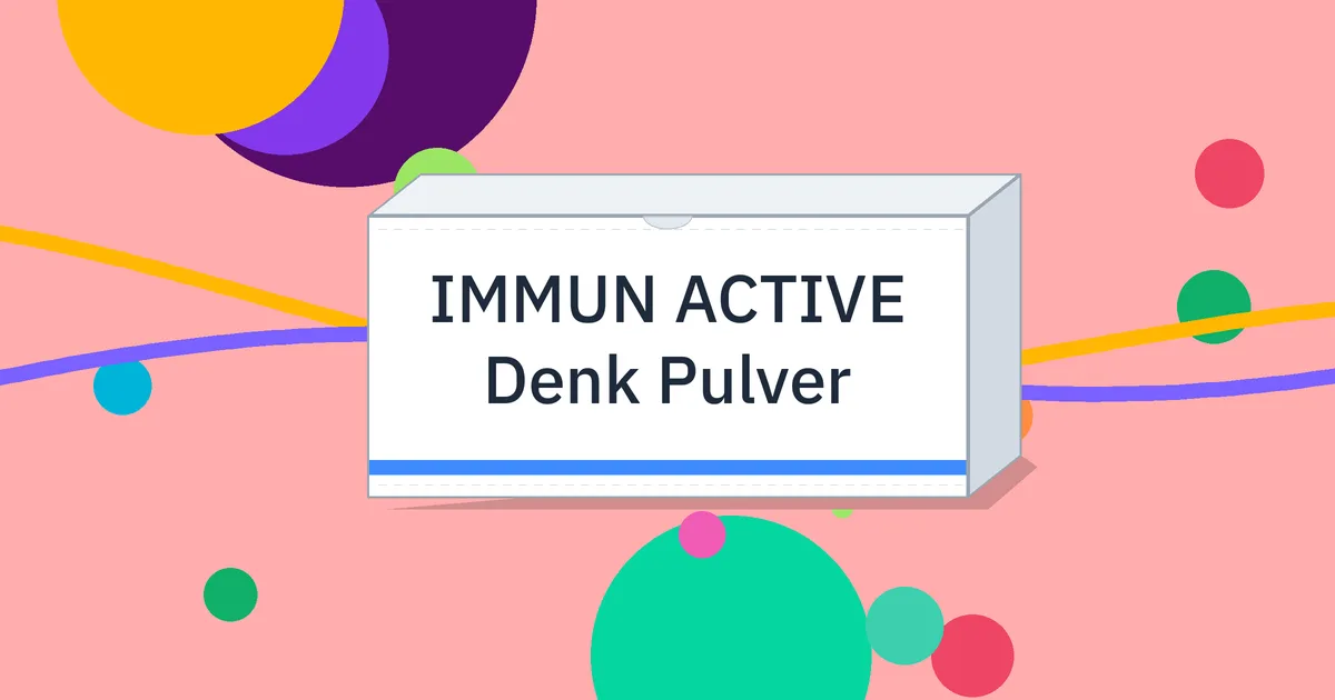 Symbolbild: Packung mit der Aufschrift IMMUN ACTIVE Denk Pulver (PZN 11155183) – Verfügbarkeit und Bezug in Apotheken in Frankfurt am Main