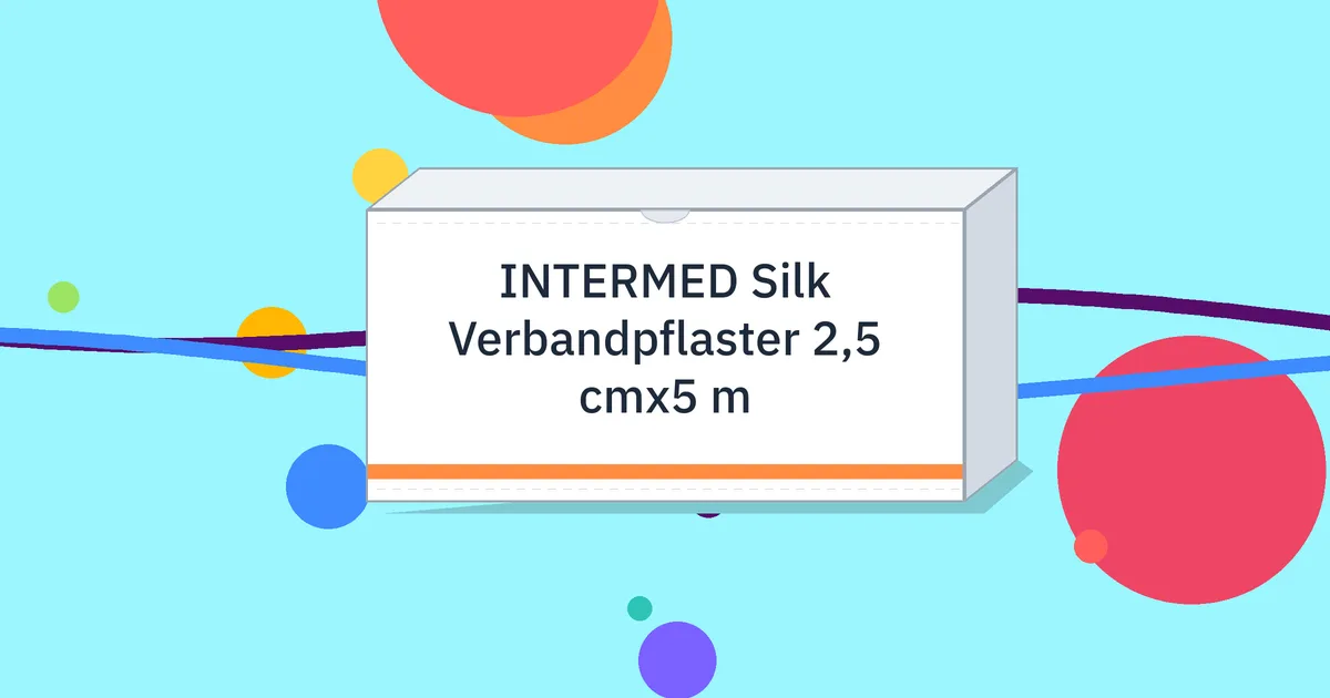 Symbolbild: Packung mit der Aufschrift INTERMED Silk Verbandpflaster 2,5 cmx5 m (PZN 02595196) – Verfügbarkeit und Bezug in Apotheken in Frankfurt am Main