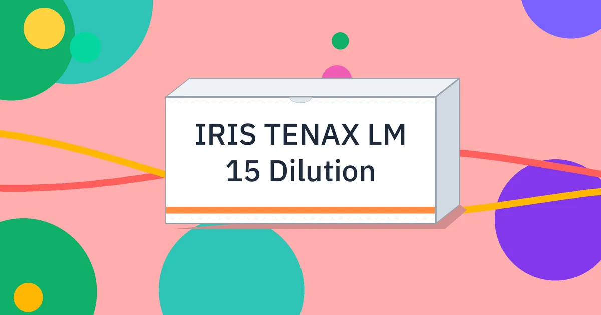 Symbolbild: Packung mit der Aufschrift IRIS TENAX LM 15 Dilution (PZN 12914389) – Verfügbarkeit und Bezug in Apotheken in Frankfurt am Main