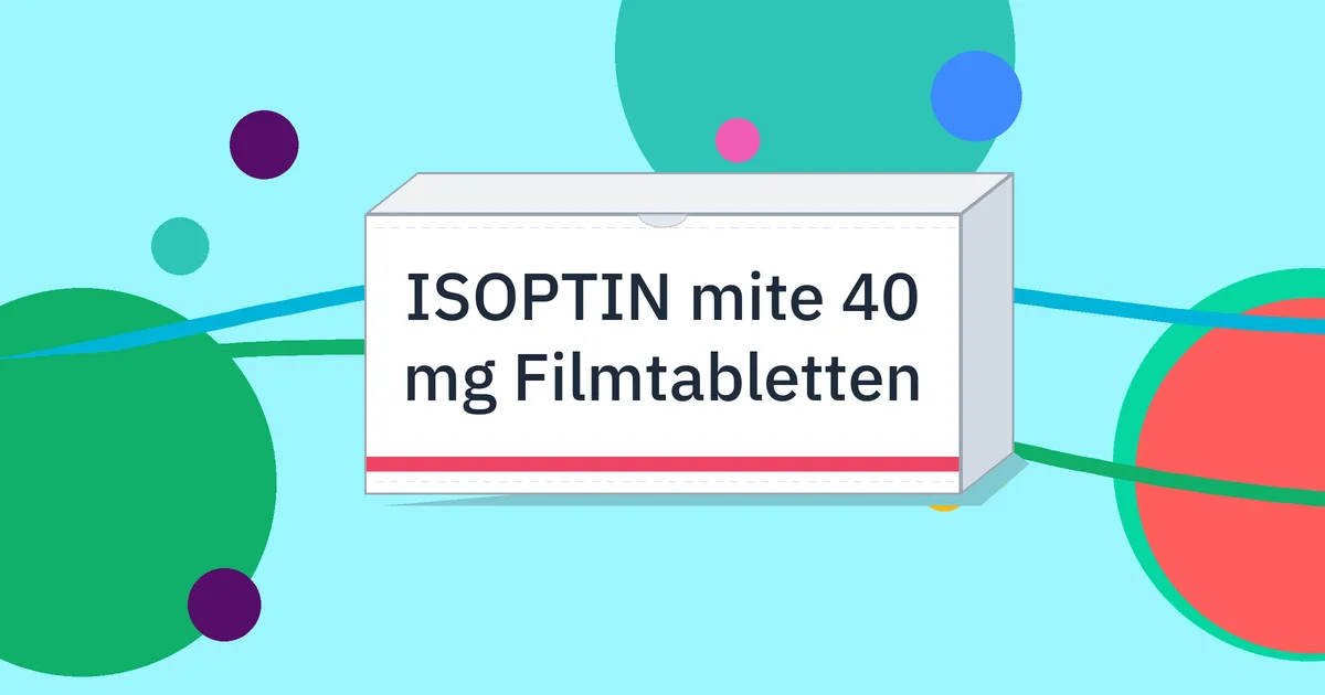 Symbolbild: Packung mit der Aufschrift ISOPTIN mite 40 mg Filmtabletten (PZN 02709458) – Verfügbarkeit und Bezug in Apotheken in Frankfurt am Main