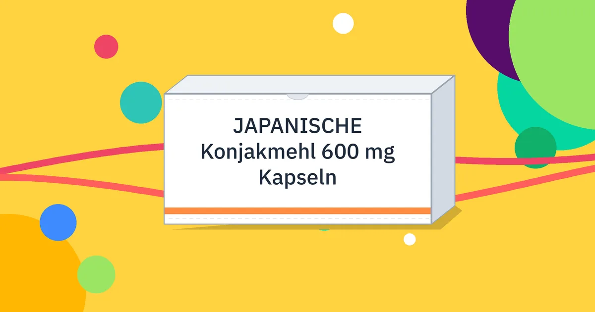 Symbolbild: Packung mit der Aufschrift JAPANISCHE Konjakmehl 600 mg Kapseln (PZN 00943546) – Verfügbarkeit und Bezug in Apotheken in Frankfurt am Main