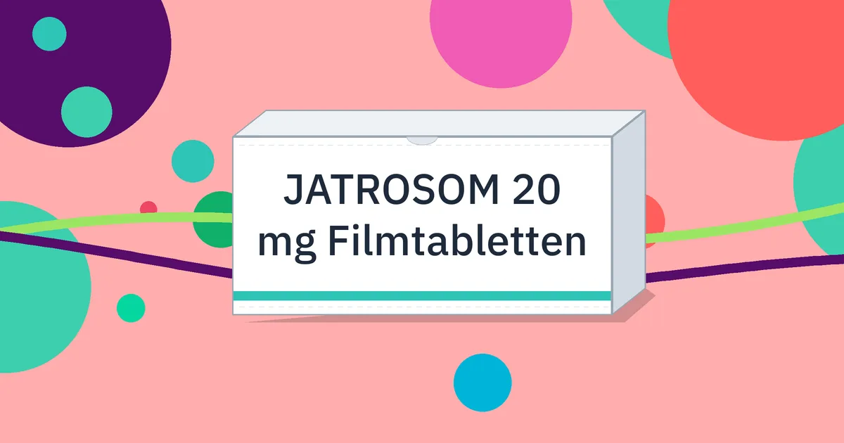 Symbolbild: Packung mit der Aufschrift JATROSOM 20 mg Filmtabletten (PZN 07795505) – Verfügbarkeit und Bezug in Apotheken in Frankfurt am Main
