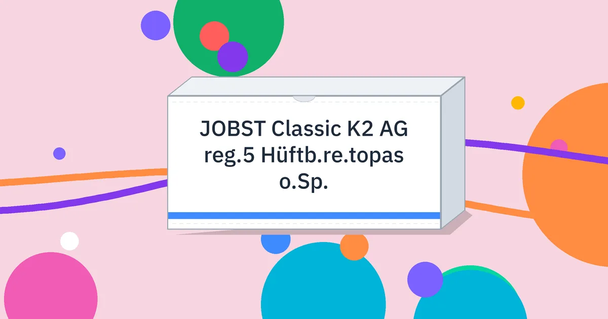 Symbolbild: Packung mit der Aufschrift JOBST Classic K2 AG reg.5 Hüftb.re.topas o.Sp. (PZN 13067520) – Verfügbarkeit und Bezug in Apotheken in Frankfurt am Main